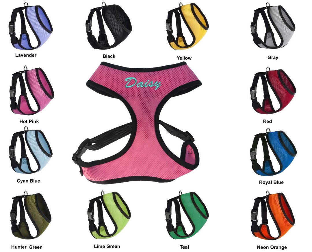 Personalized Mesh Dog Harness Soft Comfortable Padded No Choke Custom ...