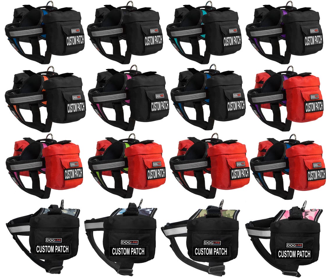 Personalized Dog Harness With Removable Saddle Bags W/ VELCRO Brand ...