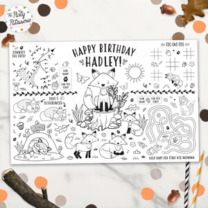 Printable Fox Coloring Placemat, Personalized - Etsy