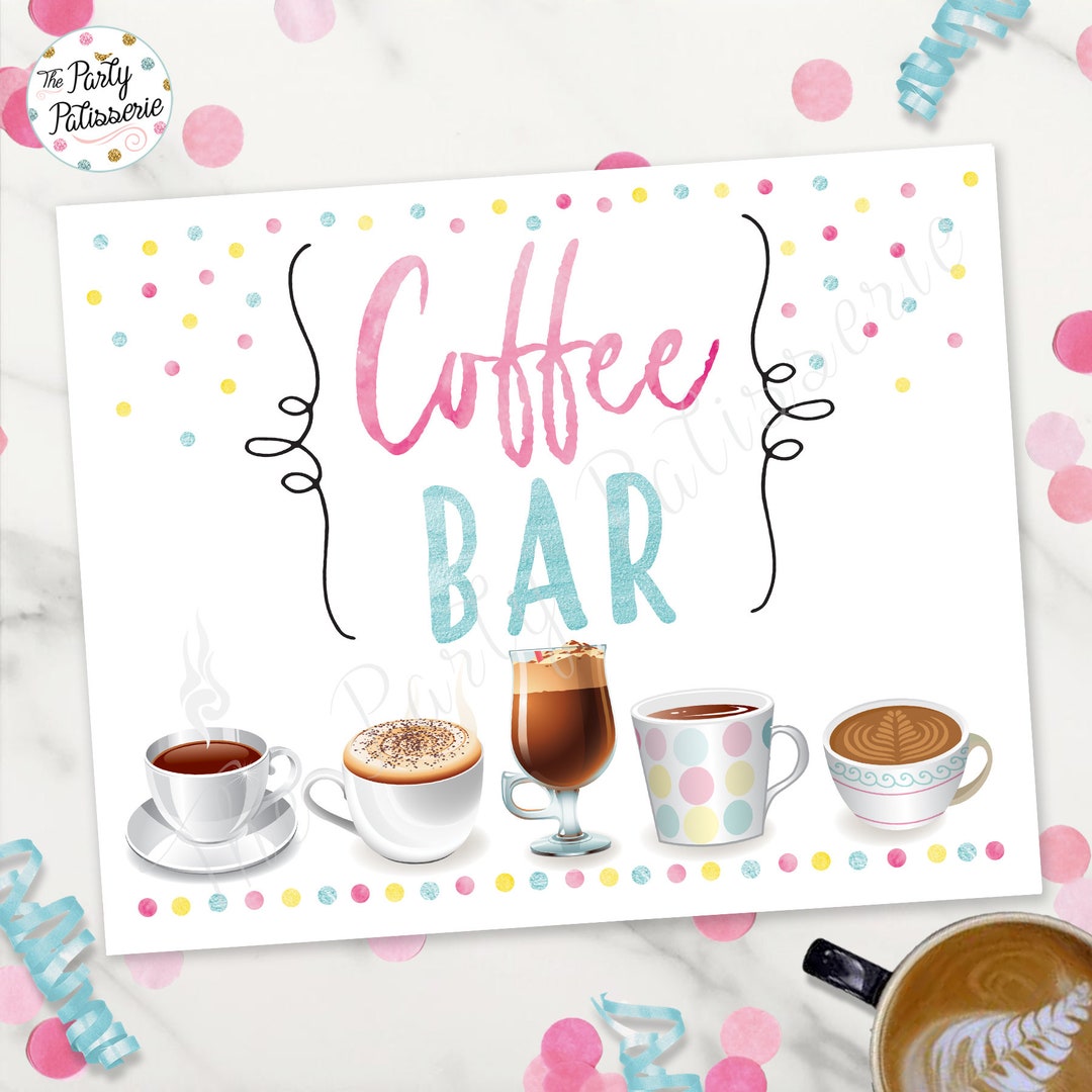 Coffee Bar Sign, Digital File, Printable, Pajama Party, Sleepover Party ...