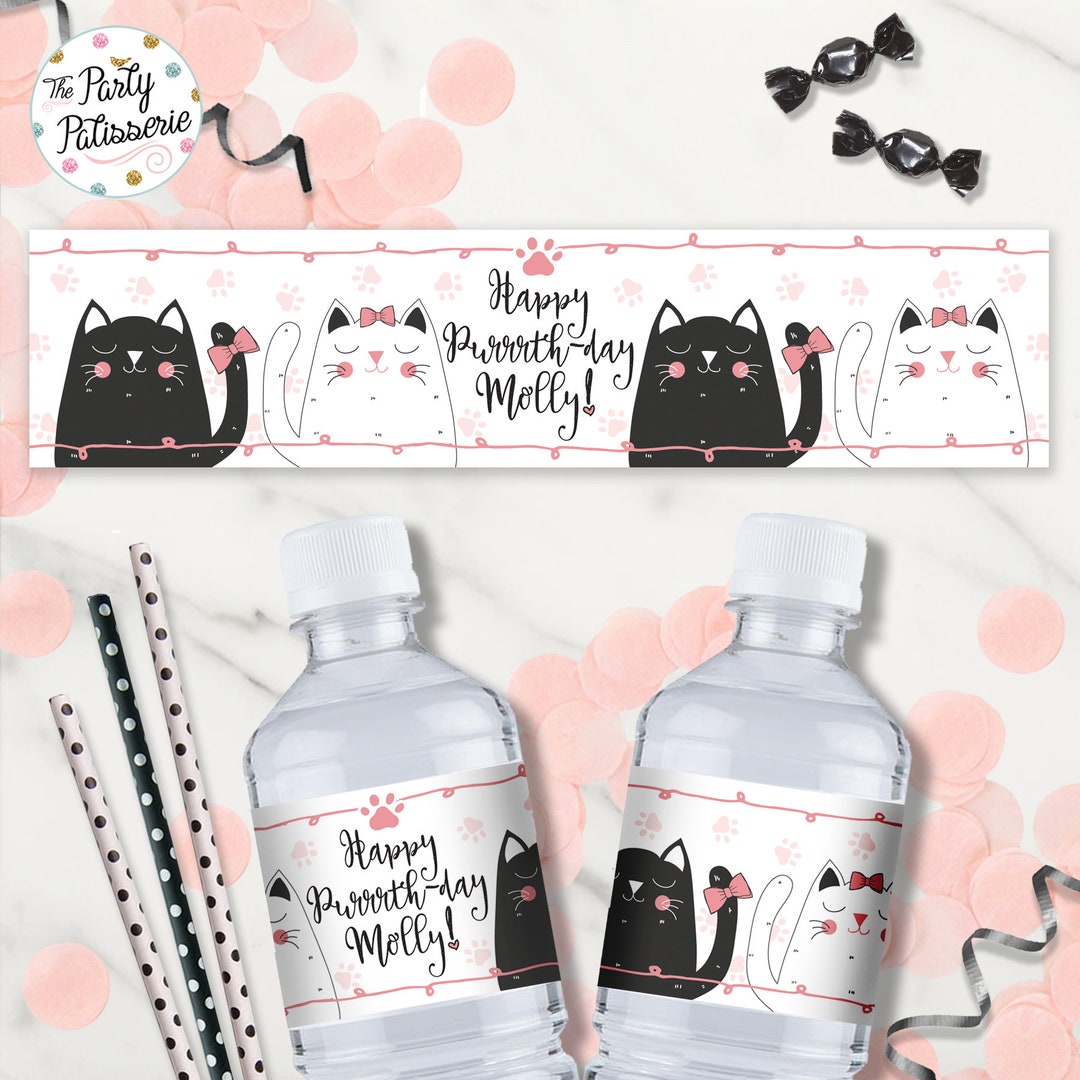 Kitty Water Bottle Labels / Digital File / Printable / Kitty Birthday ...