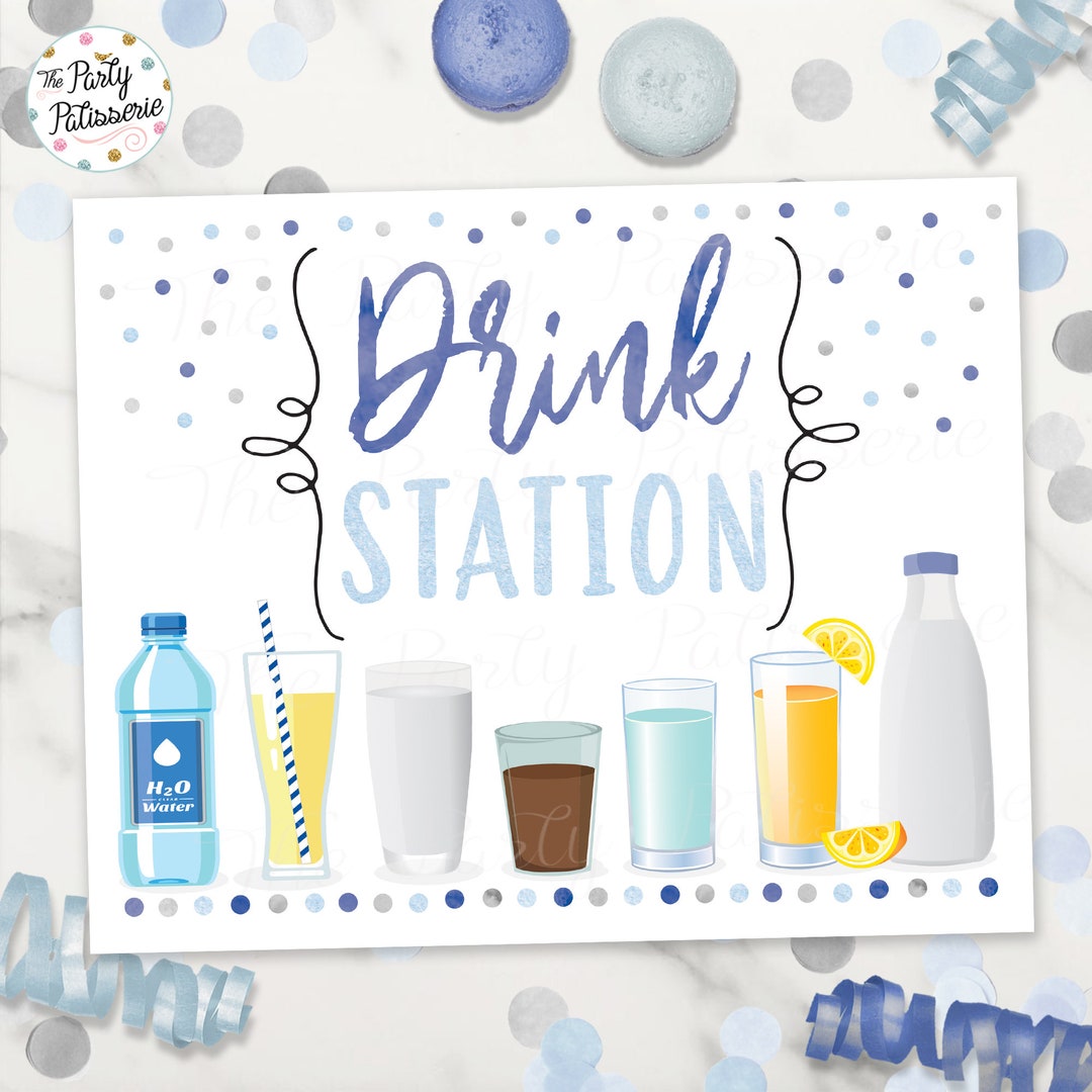 Boy Drink Station Sign, Beverage Sign, Pancakes and Pajamas Party ...