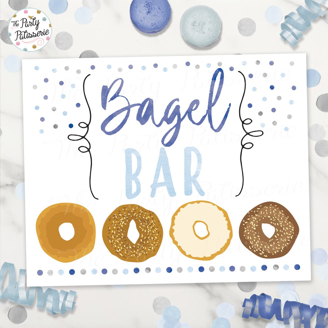 Boy Bagel Bar Sign, Digital File, Printable, Pajama Party, Pancakes and ...