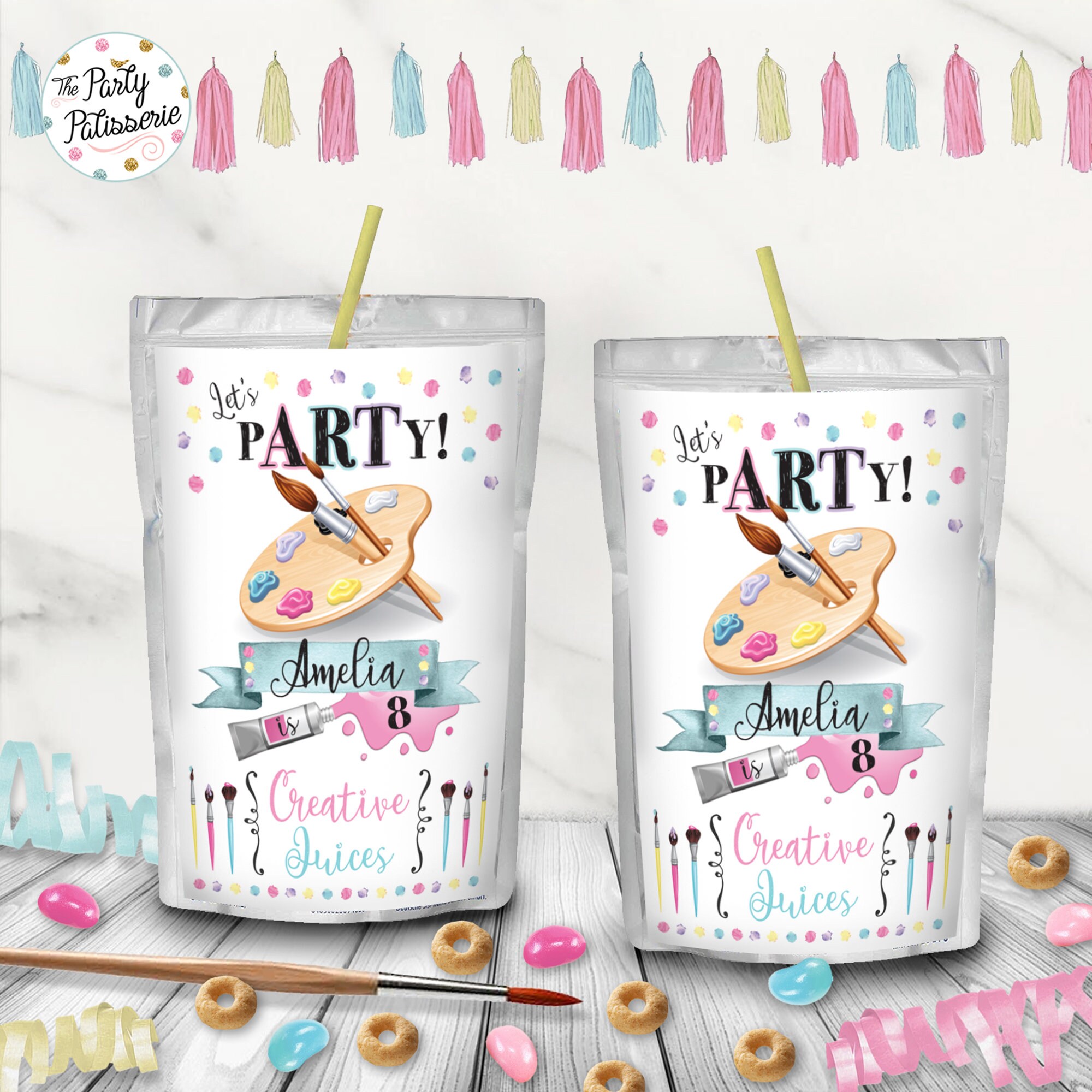 Art Party Juice Label Capri Sun Label Personalized Paint | Etsy