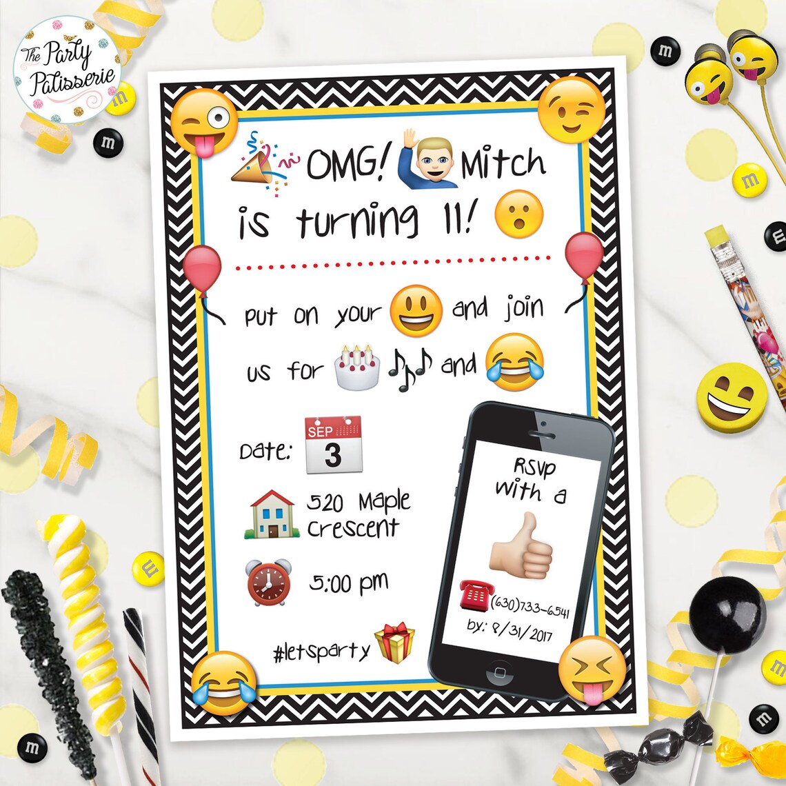 EMOJI Birthday Invitation / Digital File / Printable / - Etsy Canada