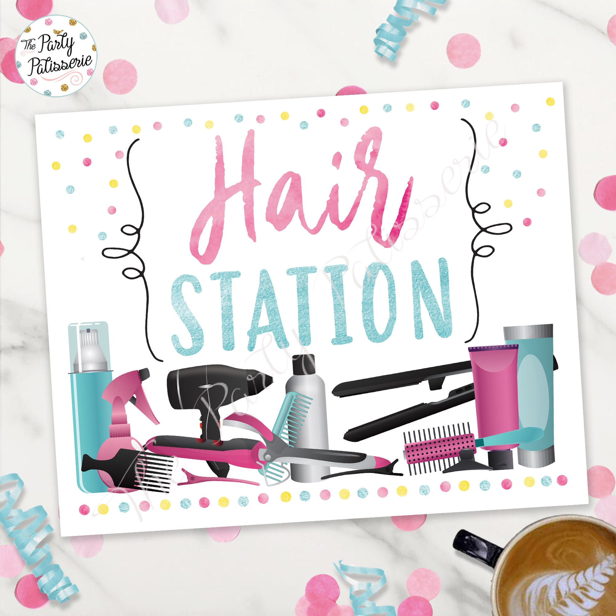 Hair Station Sign Digital File Printable Beauty Pajama | Etsy