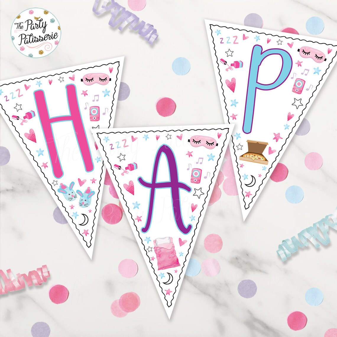 Sleepover Party Banner Sleep-under Pennants Triangles - Etsy