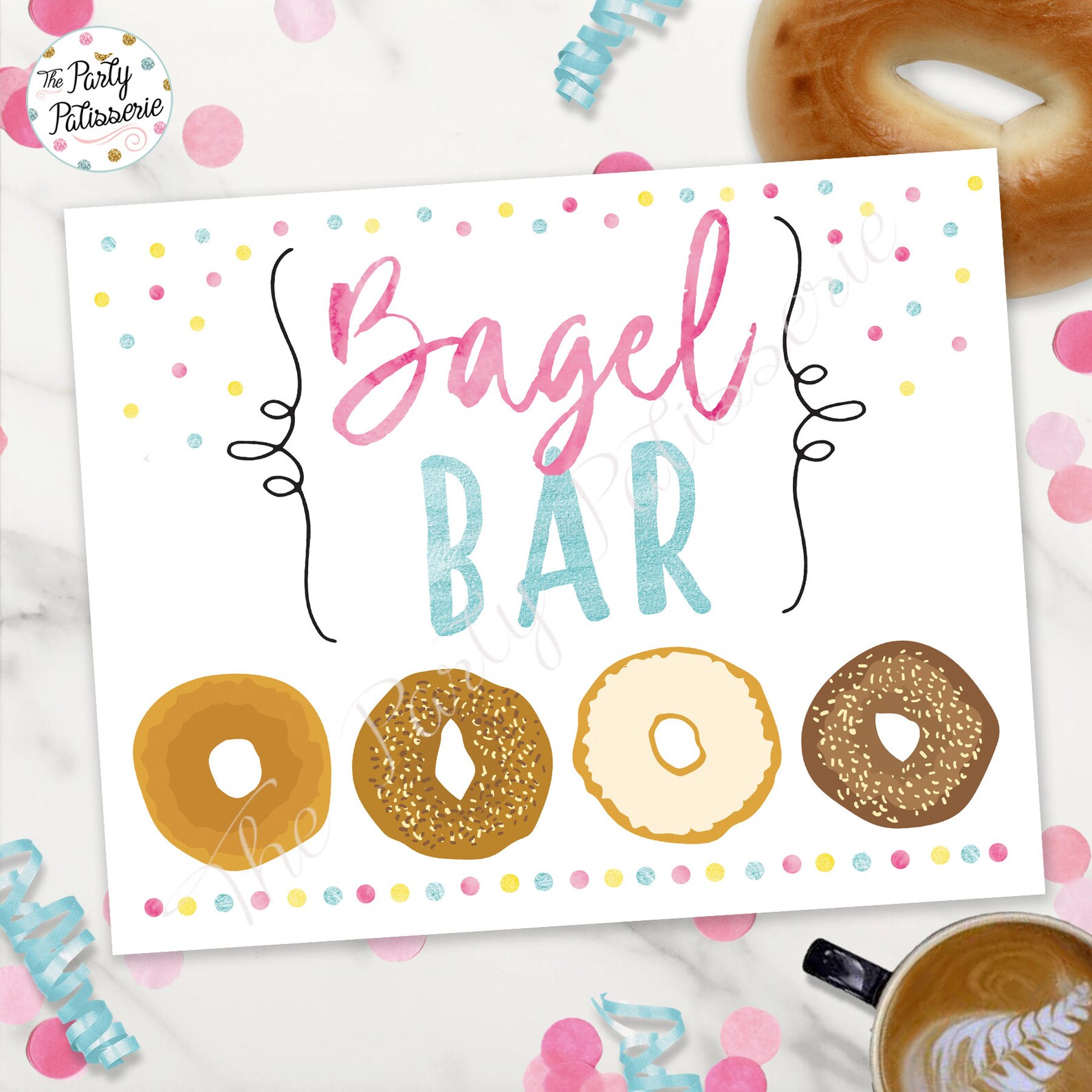 Bagel Bar Sign, Pancakes and Pajamas, Digital File, Printable, Pajama ...