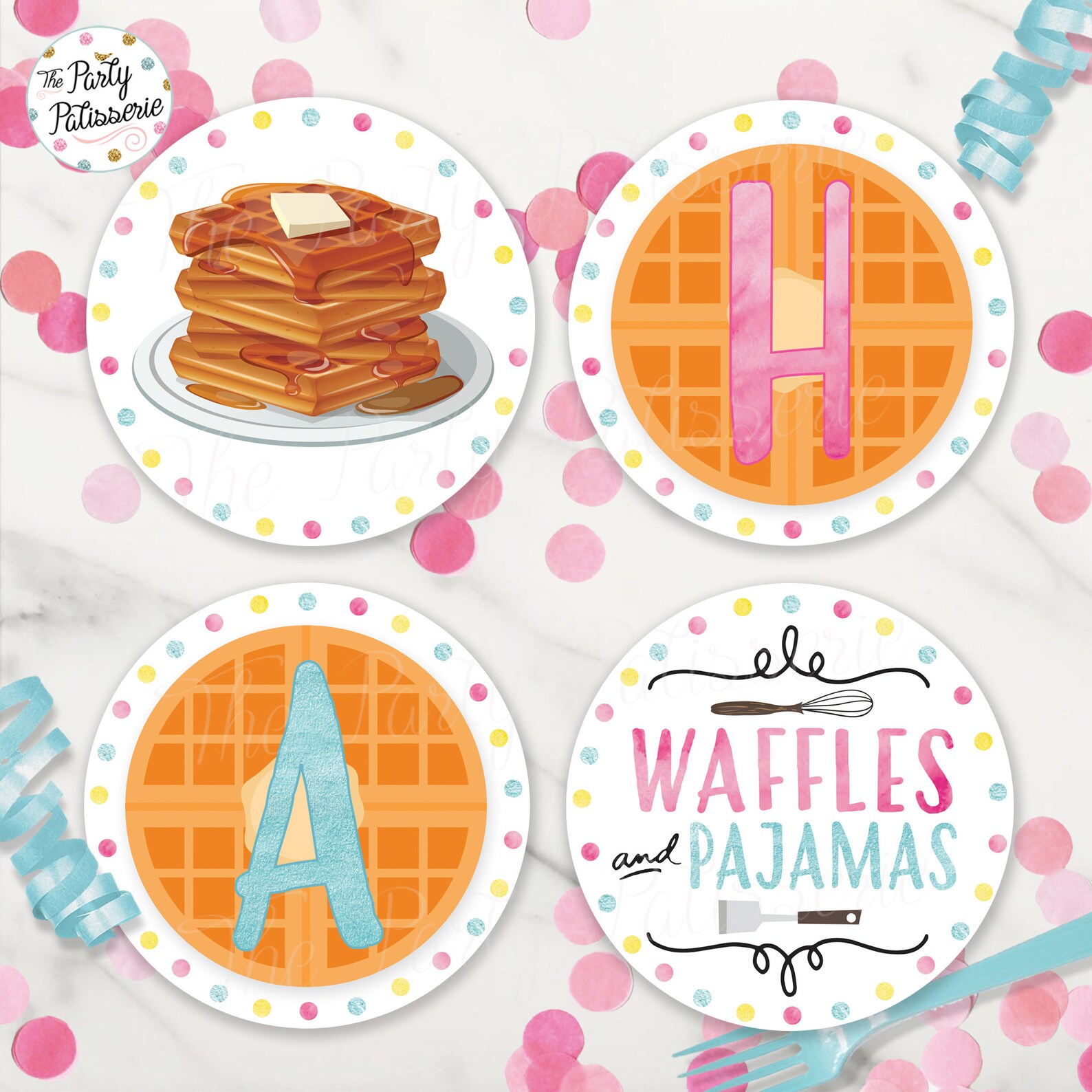 Waffles and Pajamas Party Banner Waffle Banner Digital File | Etsy