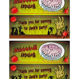 Zombie Birthday Party Thank You Favor Bag Topper Labels / Printable ...