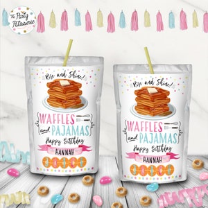 Printable Waffles and Pajamas Juice Pouch Label, Digital File, Custom ...