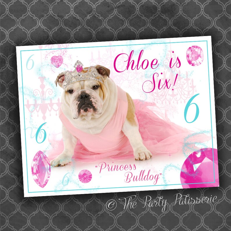 Princess Bulldog Birthday Printable Signs / Princess Puppy / Puppy ...