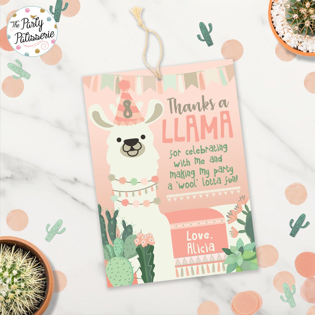 Llama Party Thank You Tags, Customize Name and Age, Digital File ...