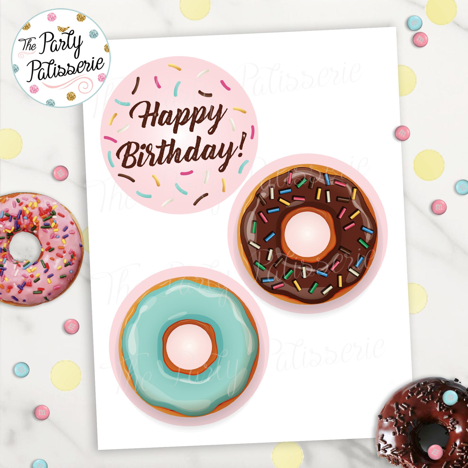 Donut Party Happy Birthday Banner / Instant Download / Digital File ...