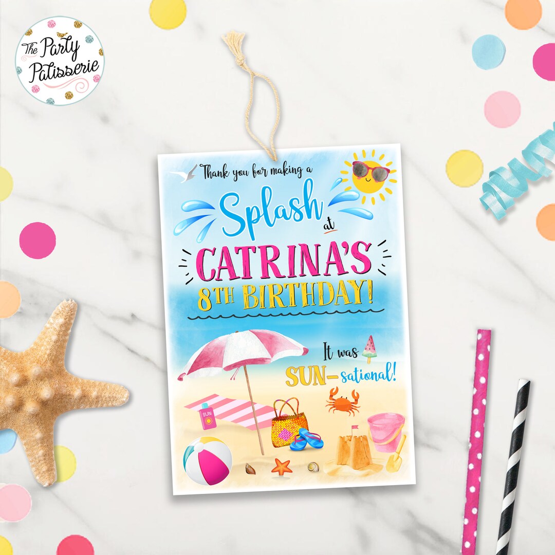 Beach Party Thank You Tags, Favor Tags, Summer Party Tags, Pool Party ...