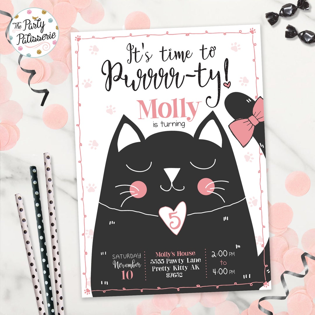 Kitty Party Birthday Invitation / Kitty Cat Party / Kitten Birthday ...