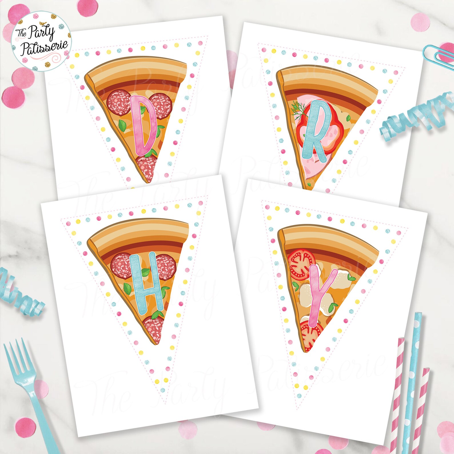 Pizza and Pajamas Party Banner, Pizza and Pyjamas, Pennant, Printable ...