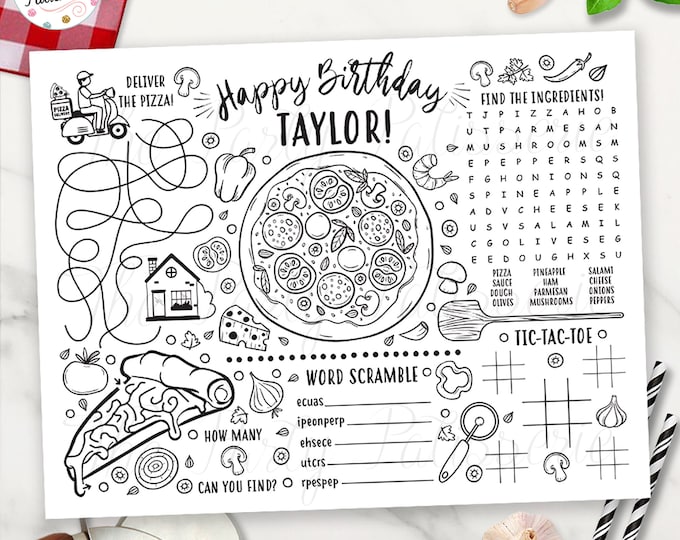 BOY 2"x3" Pizza and Ice Cream Favor Tag, Personalized Thank You Tag ...