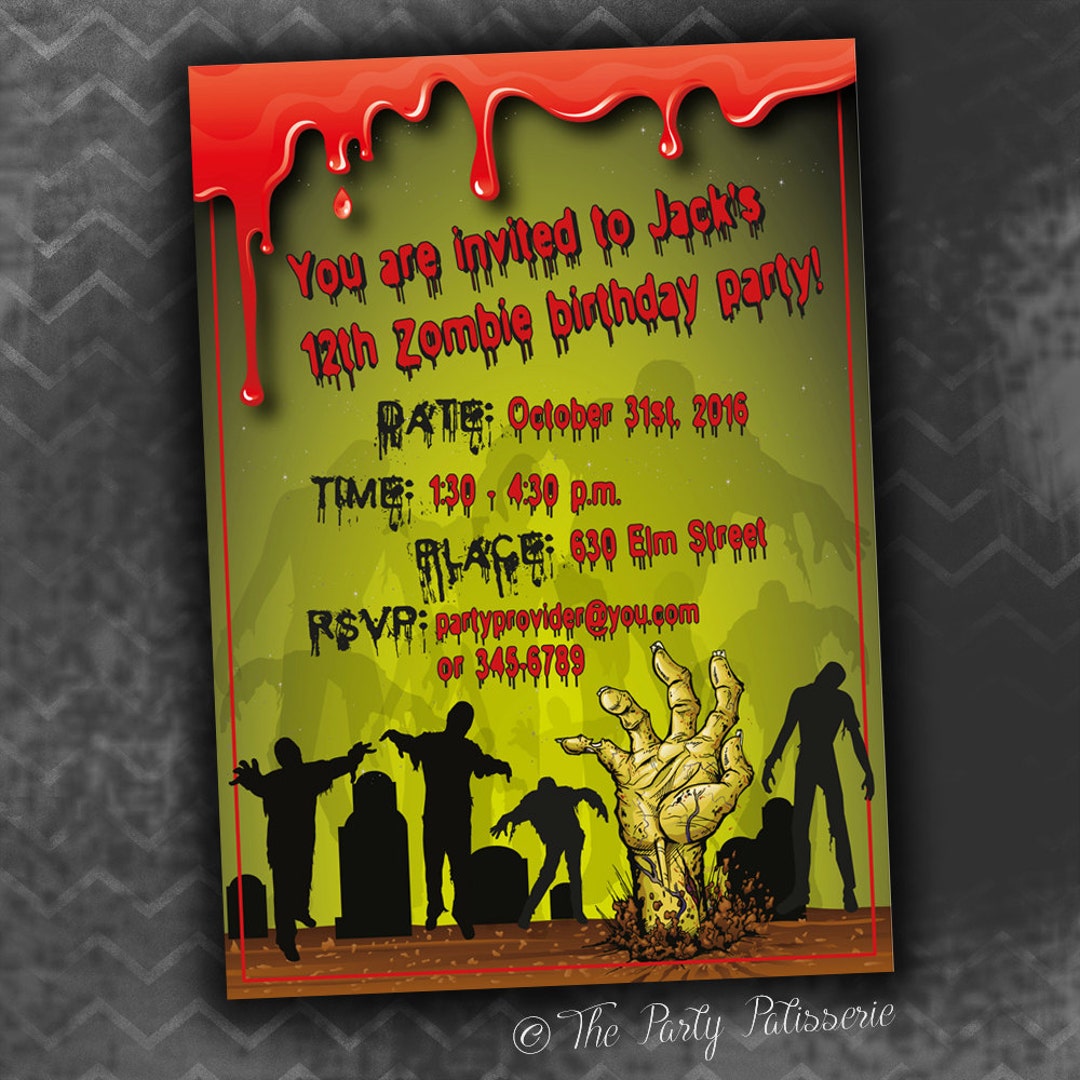 Zombie Birthday Party Invitation / Printable / Digital File - Etsy