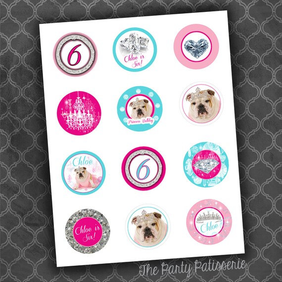 Princess Bulldog Birthday Printable Cupcake Circles / Cupcake | Etsy