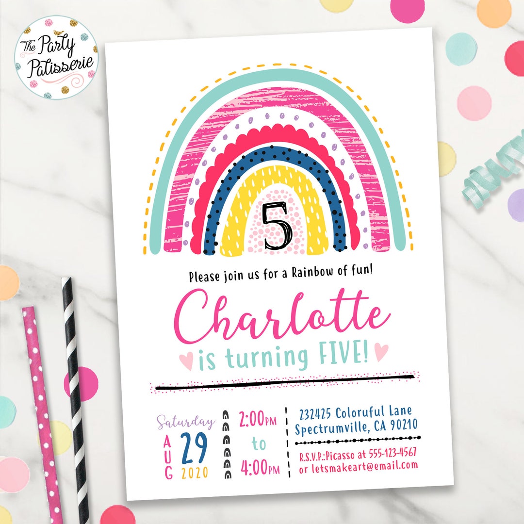 Rainbow Invitation, Digital File, Printable - Etsy