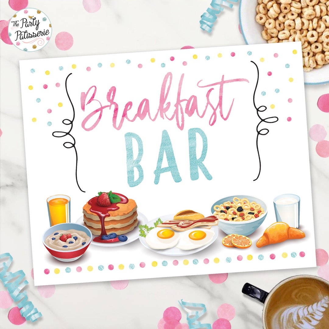 Breakfast Bar Sign, Pancakes and Pajamas Party, Digital File, Printable ...