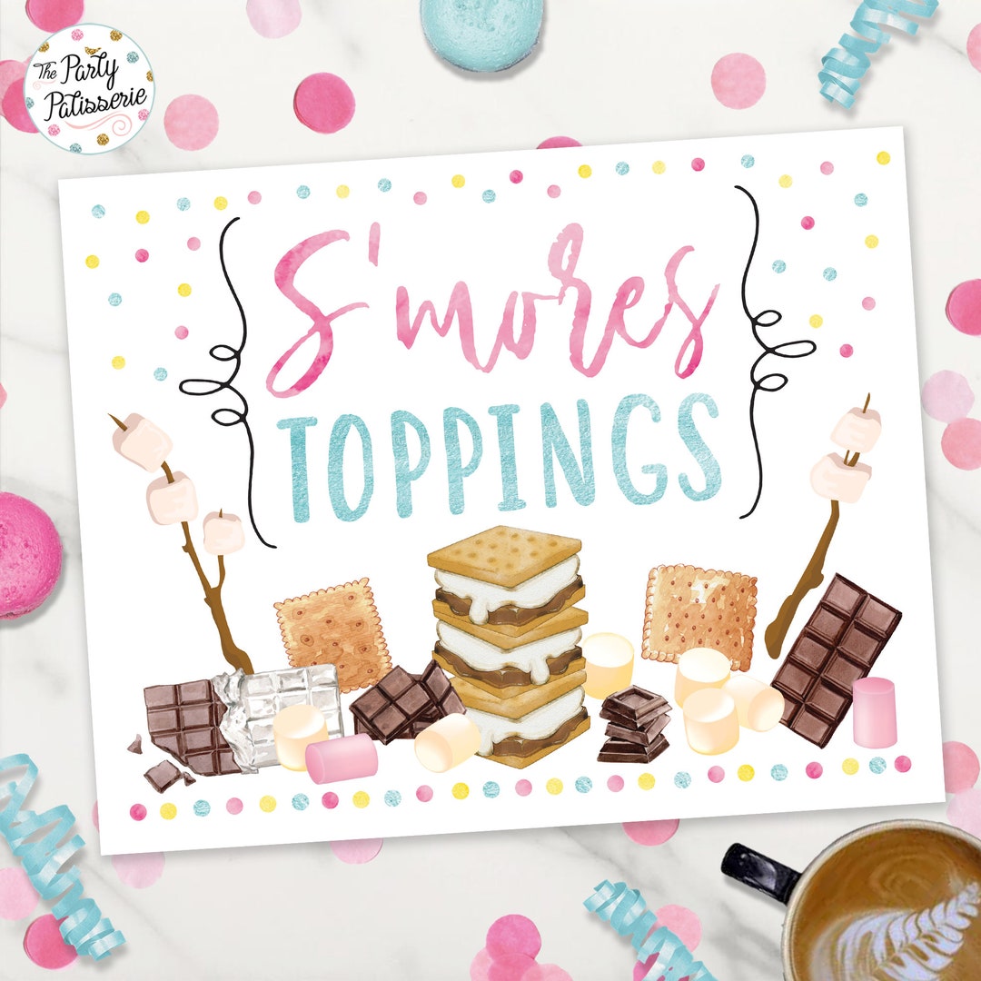 S'mores Toppings Sign, S'mores Sign, Pancakes and Pajamas, Digital File ...