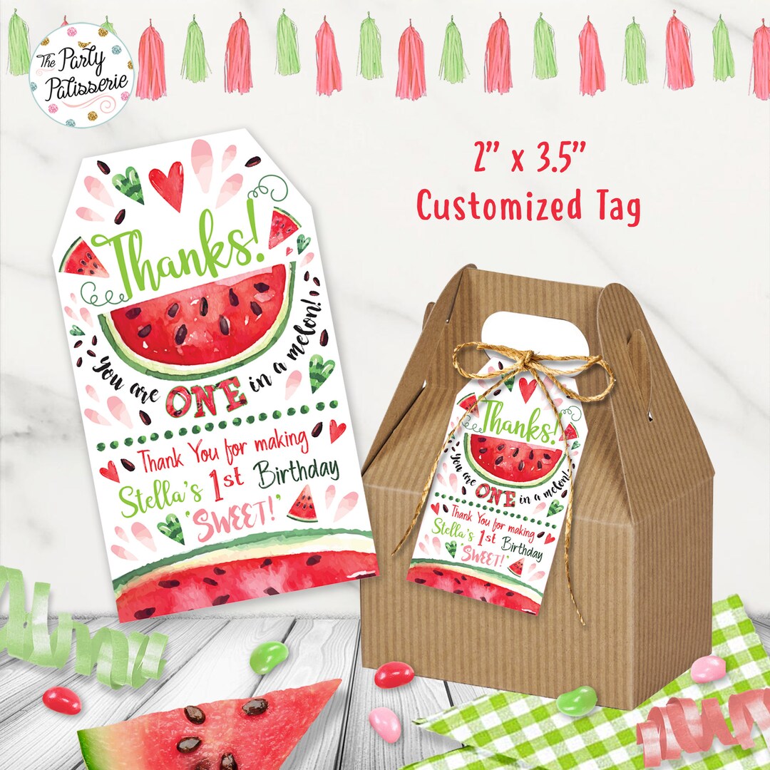 PERSONALIZED Watermelon Thank You Tags, Favor Tags, Digital File ...