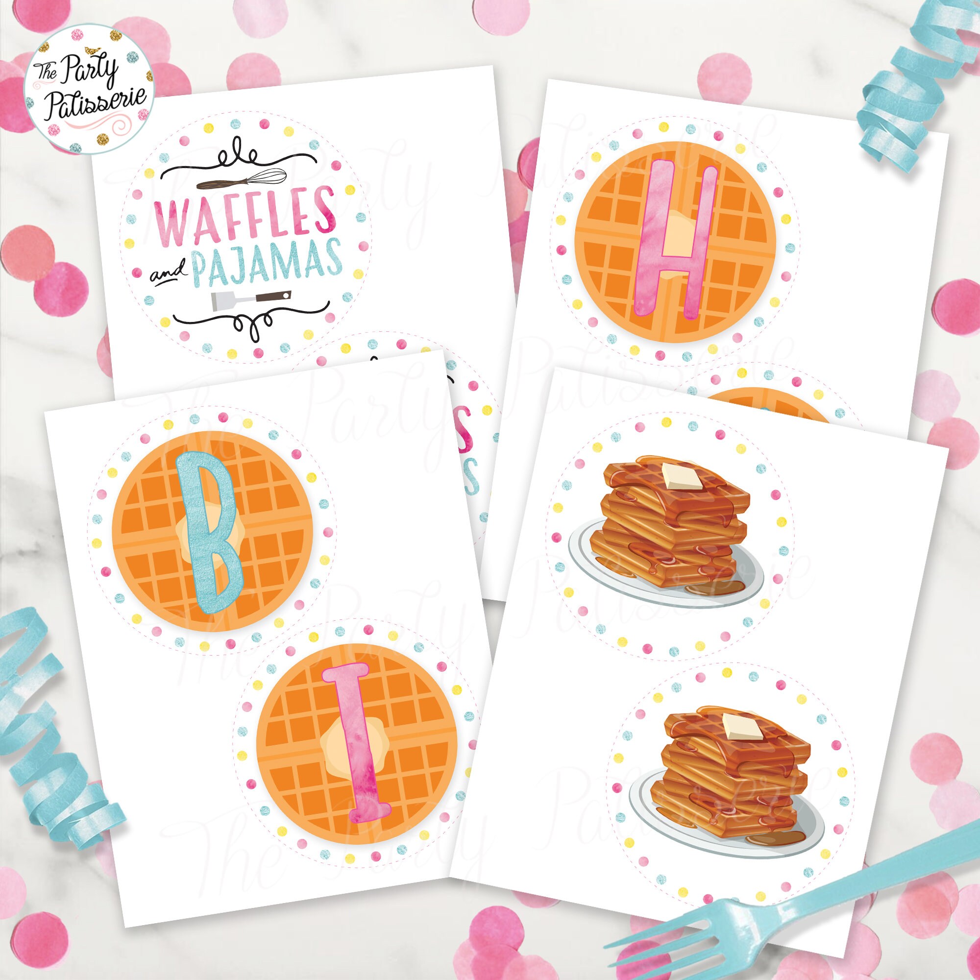 Waffles and Pajamas Party Banner Waffle Banner Digital File | Etsy