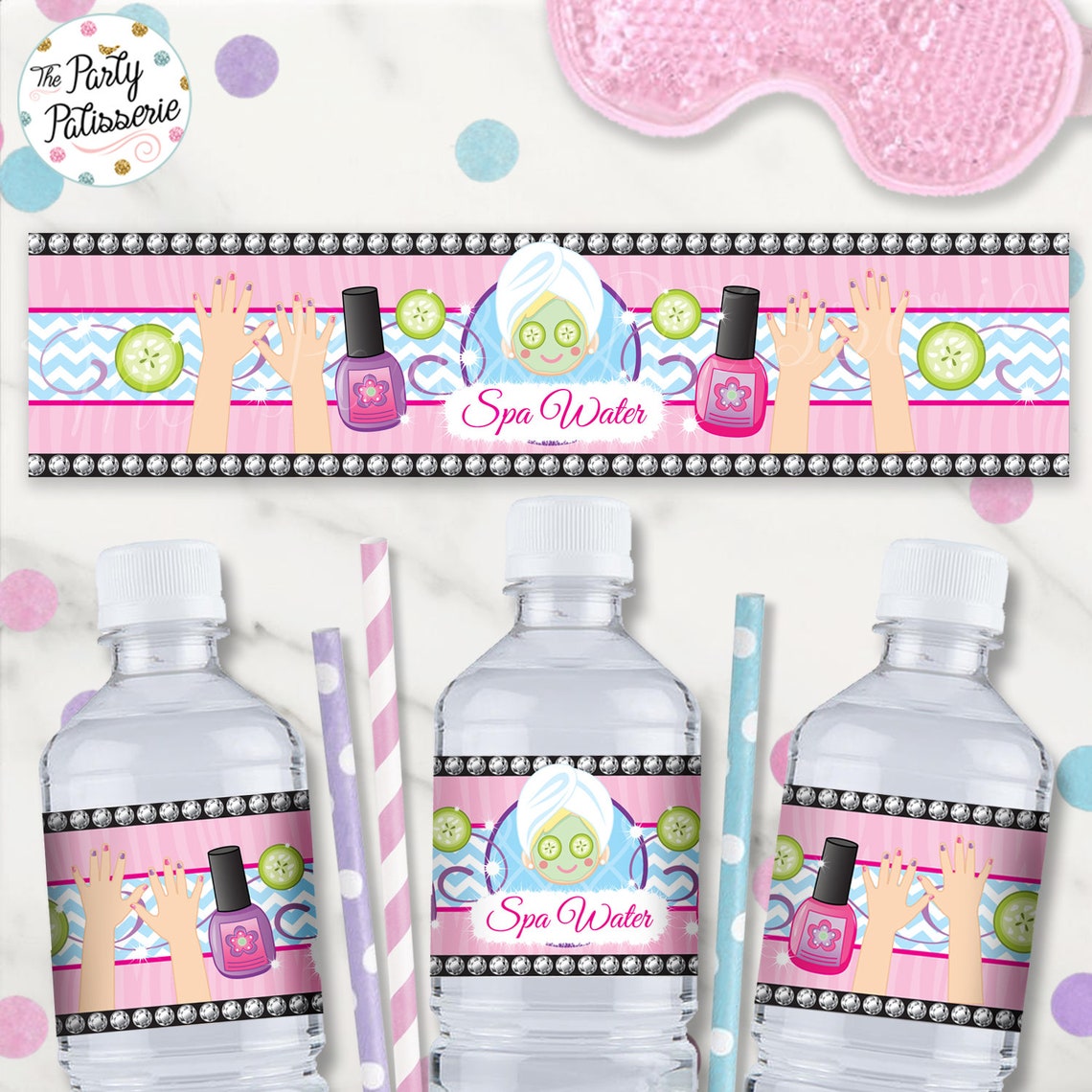 Spa Water Bottle Labels Spa Birthday Instant Download | Etsy