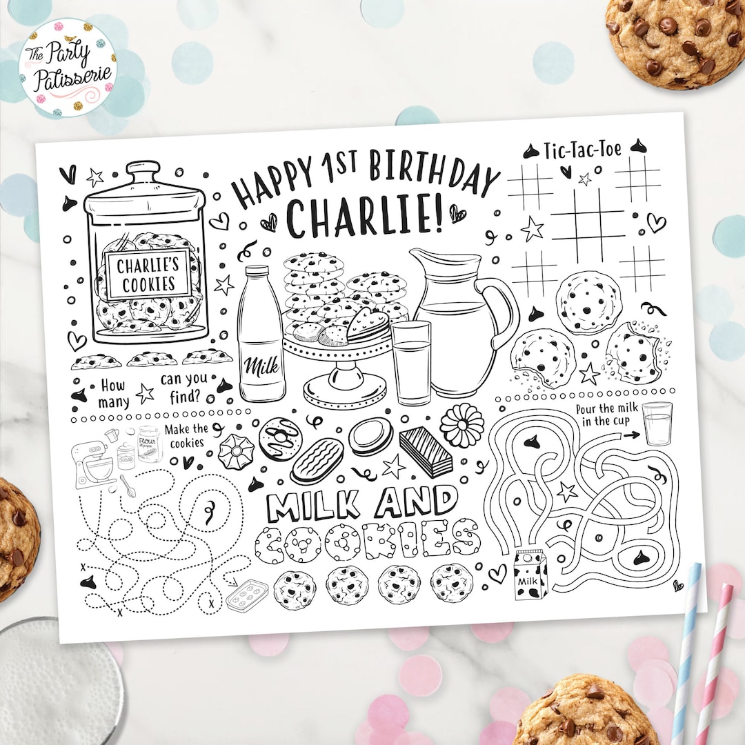 Milk and Cookies Placemat, Personalized, Cookies and Milk Party ...