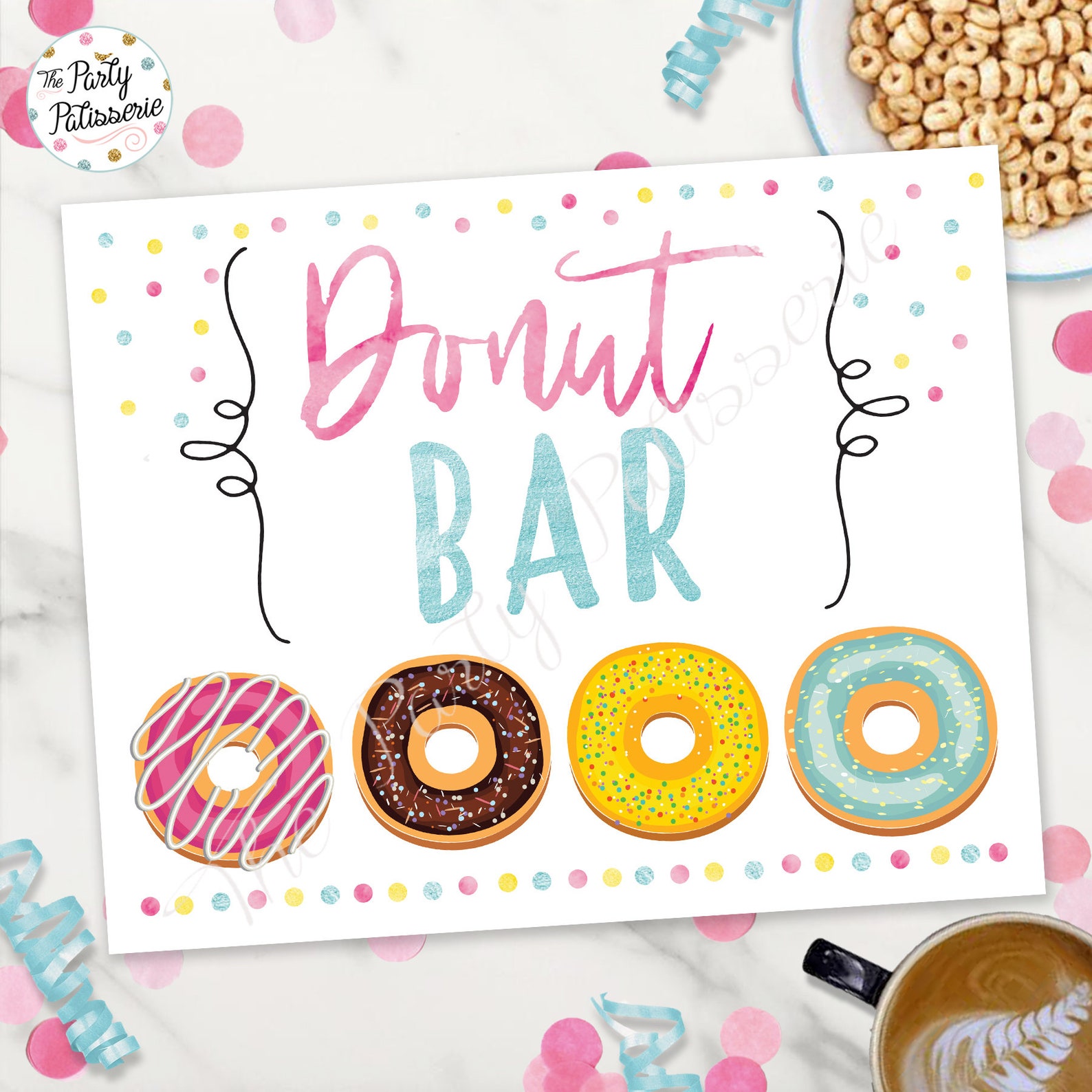 Printable Donut Bar Sign Digital File Donut Party Pajama - Etsy