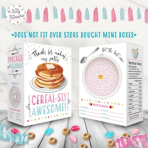 Make Your Own Pancakes and Pajamas Mini Cereal Box Favor, Pancake ...