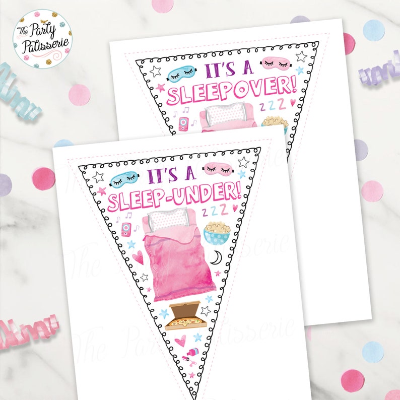 Sleepover Party Banner Sleep-under Pennants Triangles - Etsy