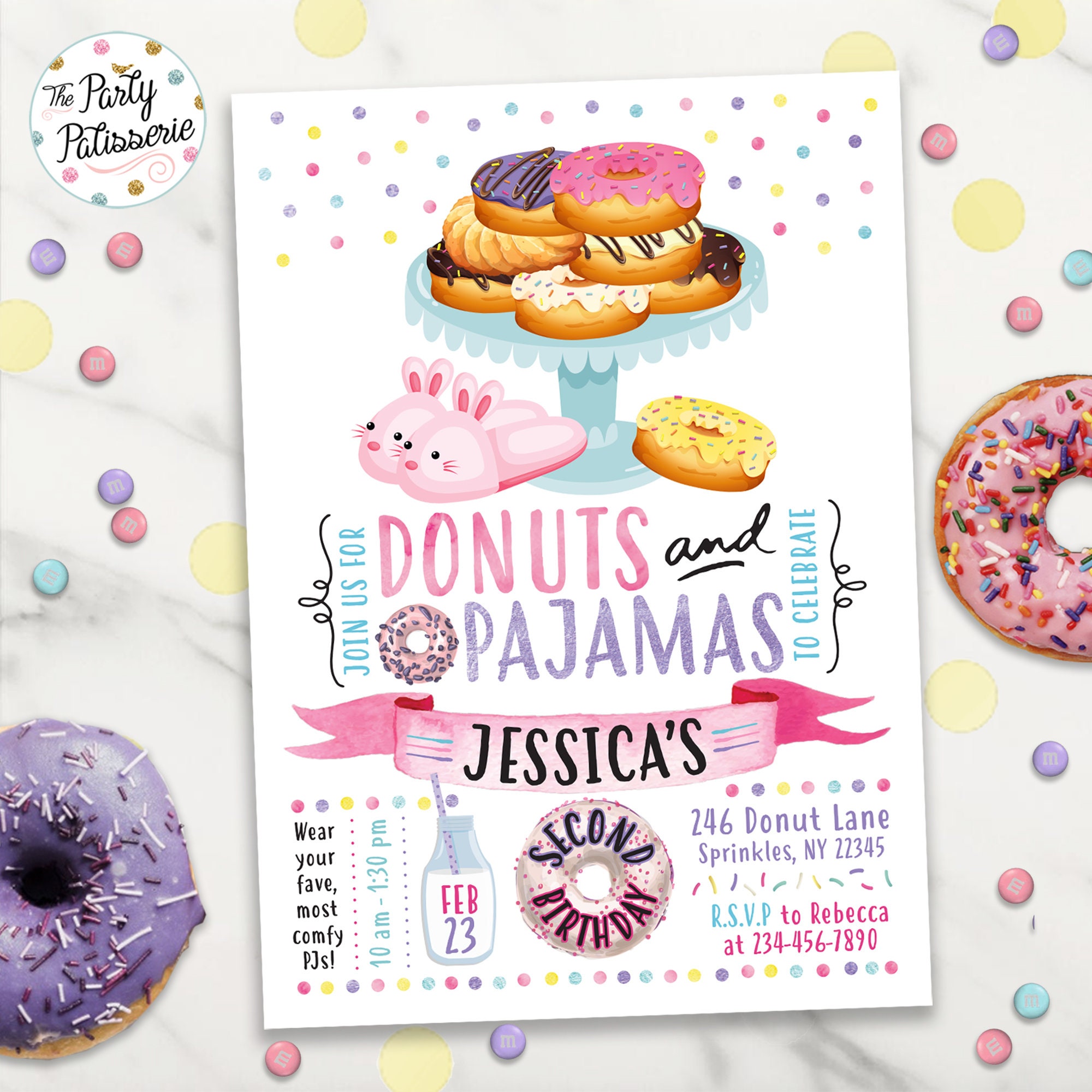 Donut Birthday Invitation Donut Grow Up Printable Sleepover Birthday ...