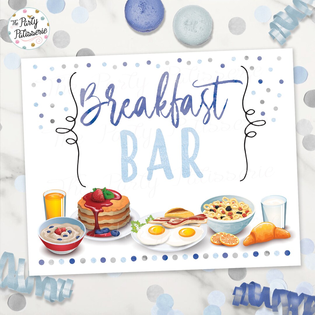 Breakfast Bar Sign, Pancakes and Pajamas Party, Digital File, Printable ...