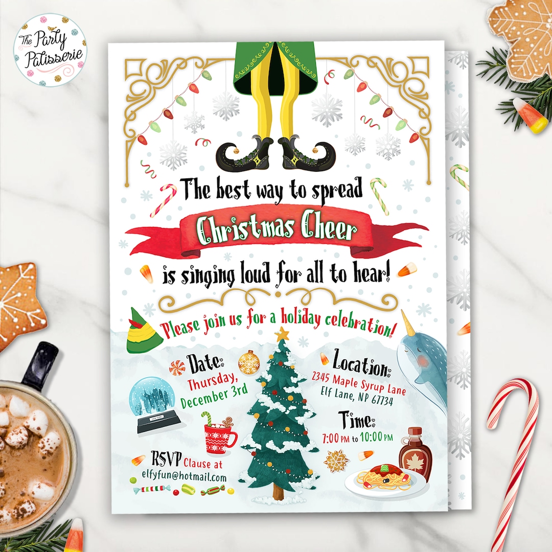 Christmas Party Invitation, Christmas Birthday Invitation, Digital File ...