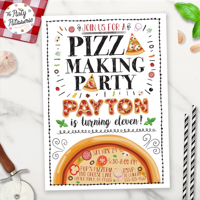 Pizza Party Birthday Invitation Pizza Making Party Digital | Etsy