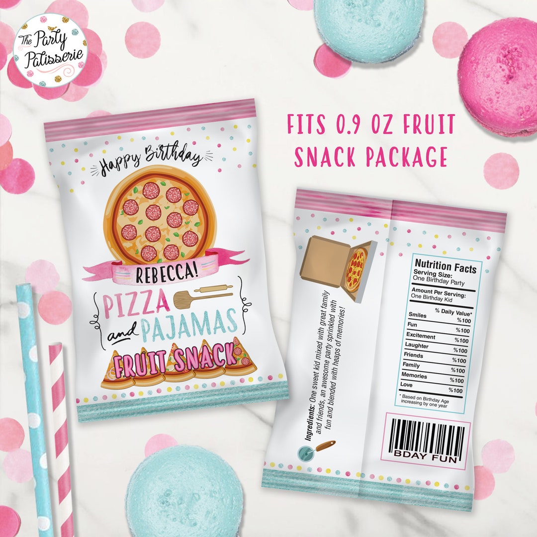 Pizza and Pajamas Fruit Snack Label, Treat Label, Instant Download ...