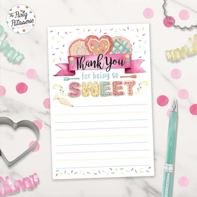 Cookie Decorating Birthday Thank You Note Cards Digital File - Etsy