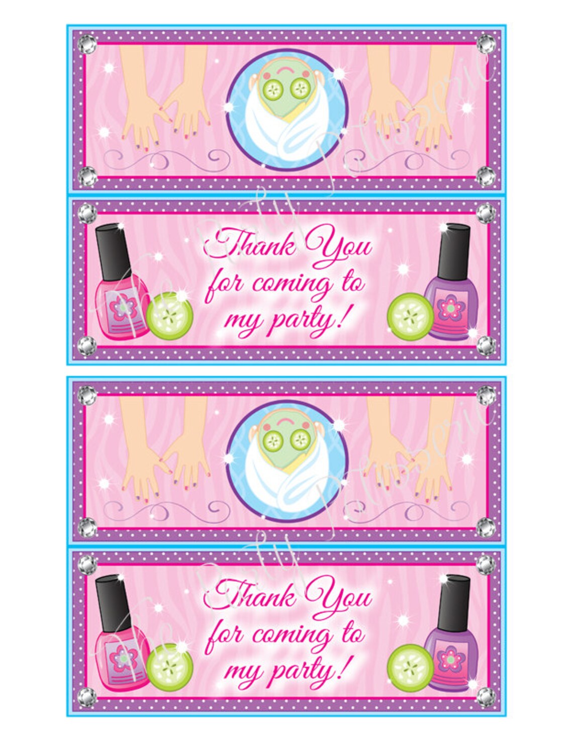 Spa Party Favor Labels Spa Thank You Spa Birthday Instant | Etsy