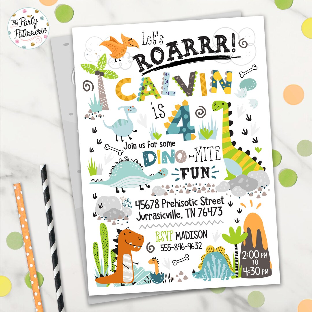 Dinosaur Invitation, Dino Invitation, Dino Party, Dinosaur Party ...
