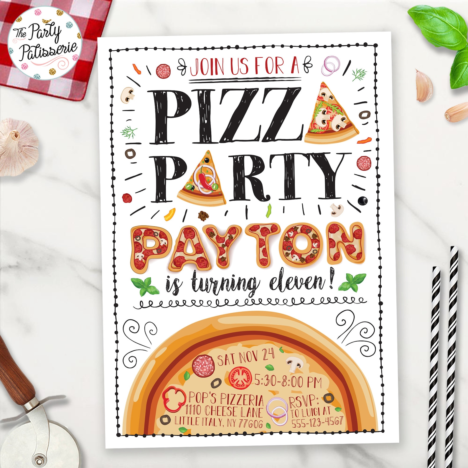 Pizza Party Birthday Invitation Pizza Making Party Digital | Etsy