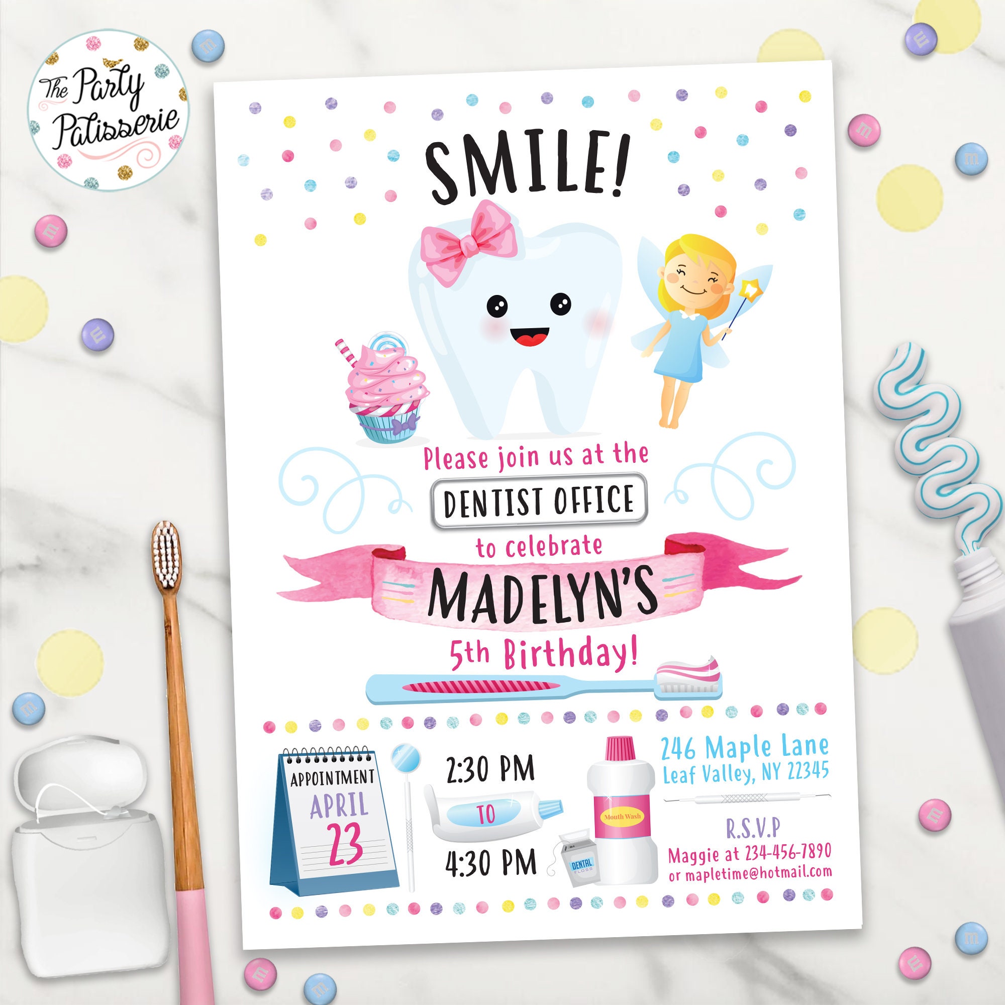 Dentist Party Birthday Invitation, Tooth Party, Tooth Fairy, Digital ...