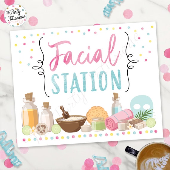 Facial Station Sign Spa Sign Digital File Printable Pajama | Etsy Canada