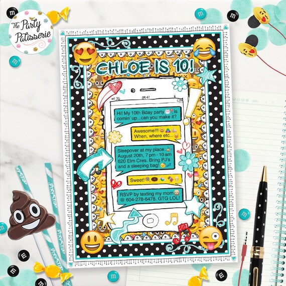 Emoji Invitation / Emoji Printable / Digital File / Emoji - Etsy