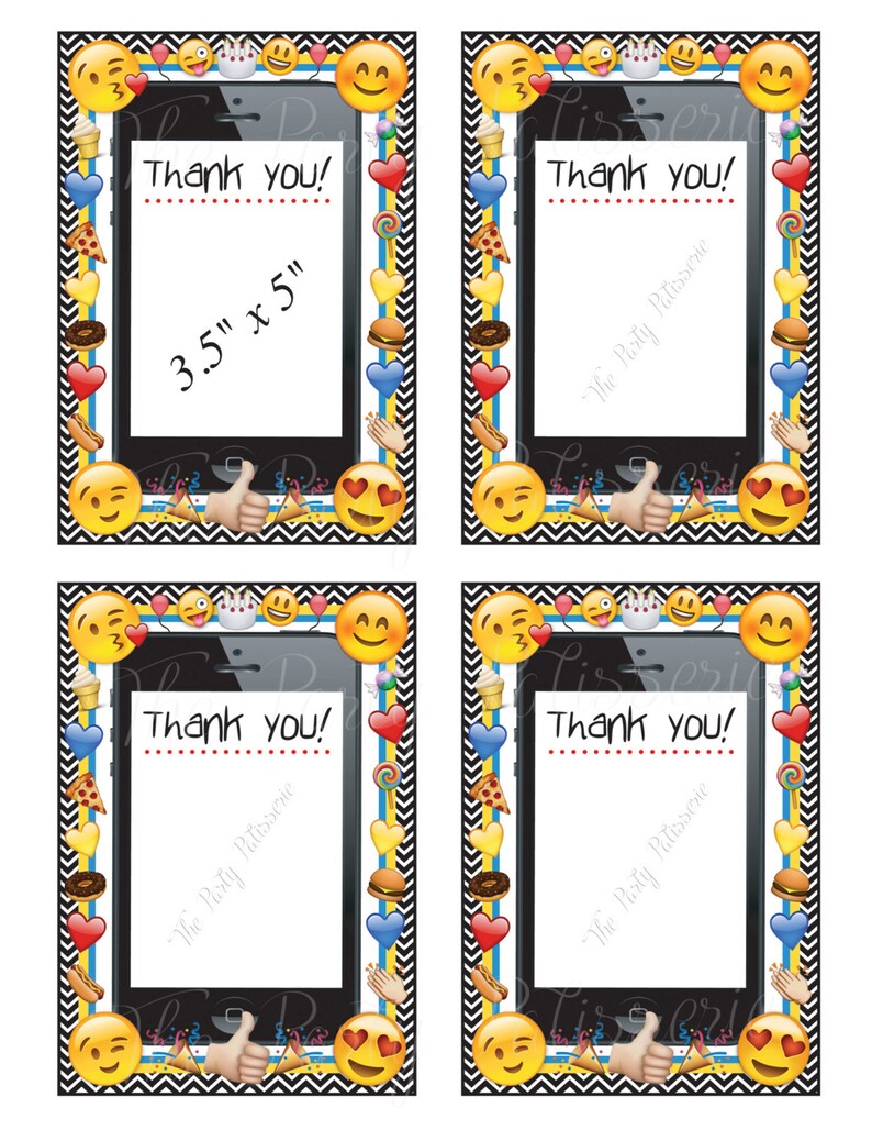 EMOJI Thank You Cards, Emoji Thank You Note, Emoji Birthday, Emoji ...