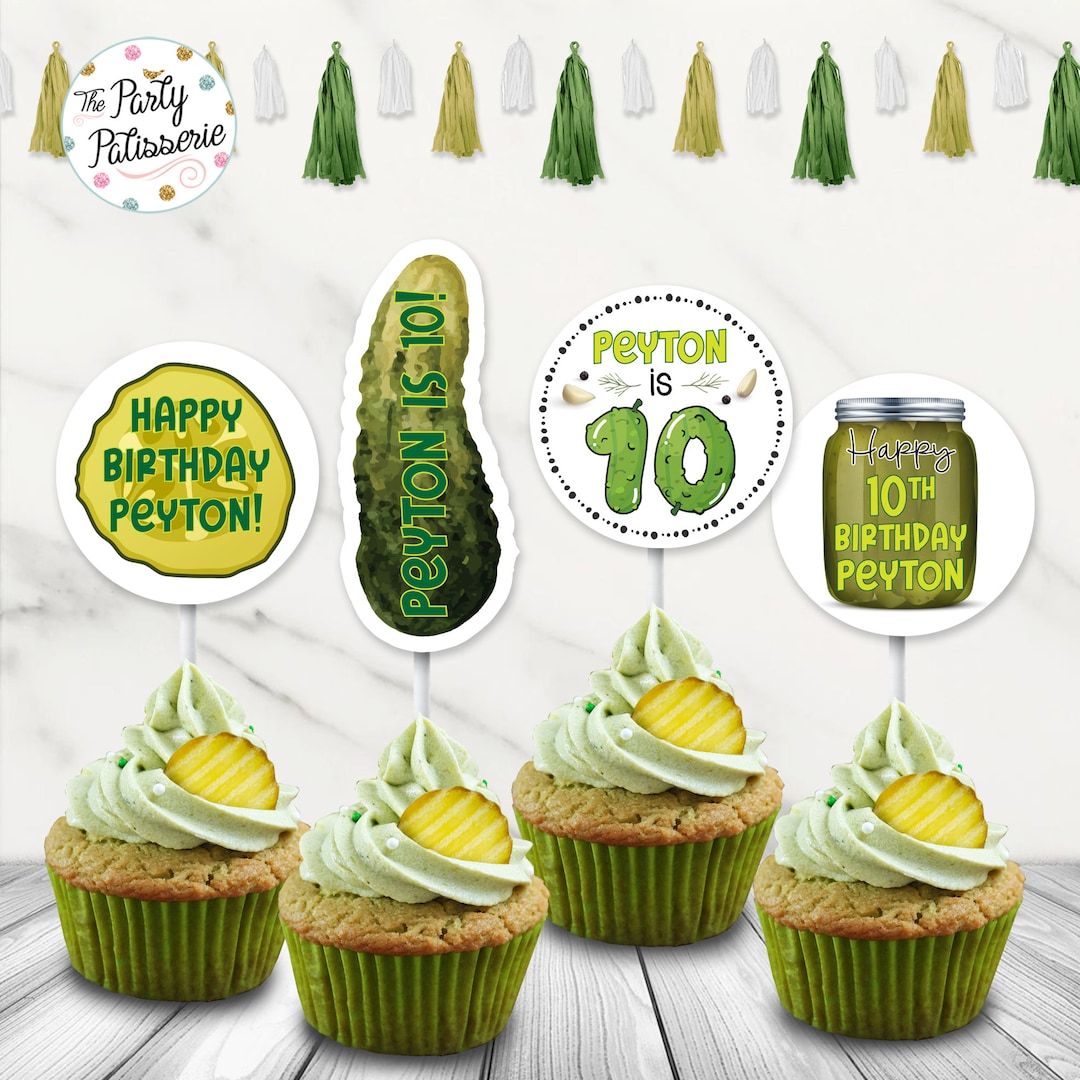 Printable Pickle Party Cupcake Toppers, Personalized, Pickle Birthday ...