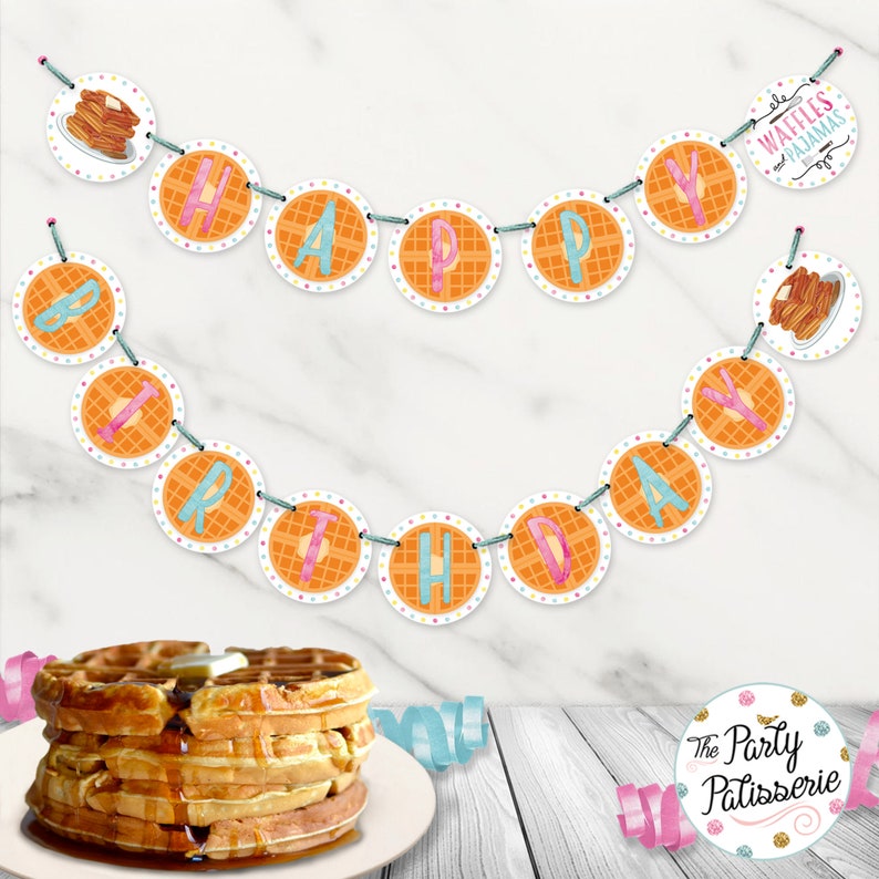 Waffles and Pajamas Party Banner Waffle Banner Digital File | Etsy