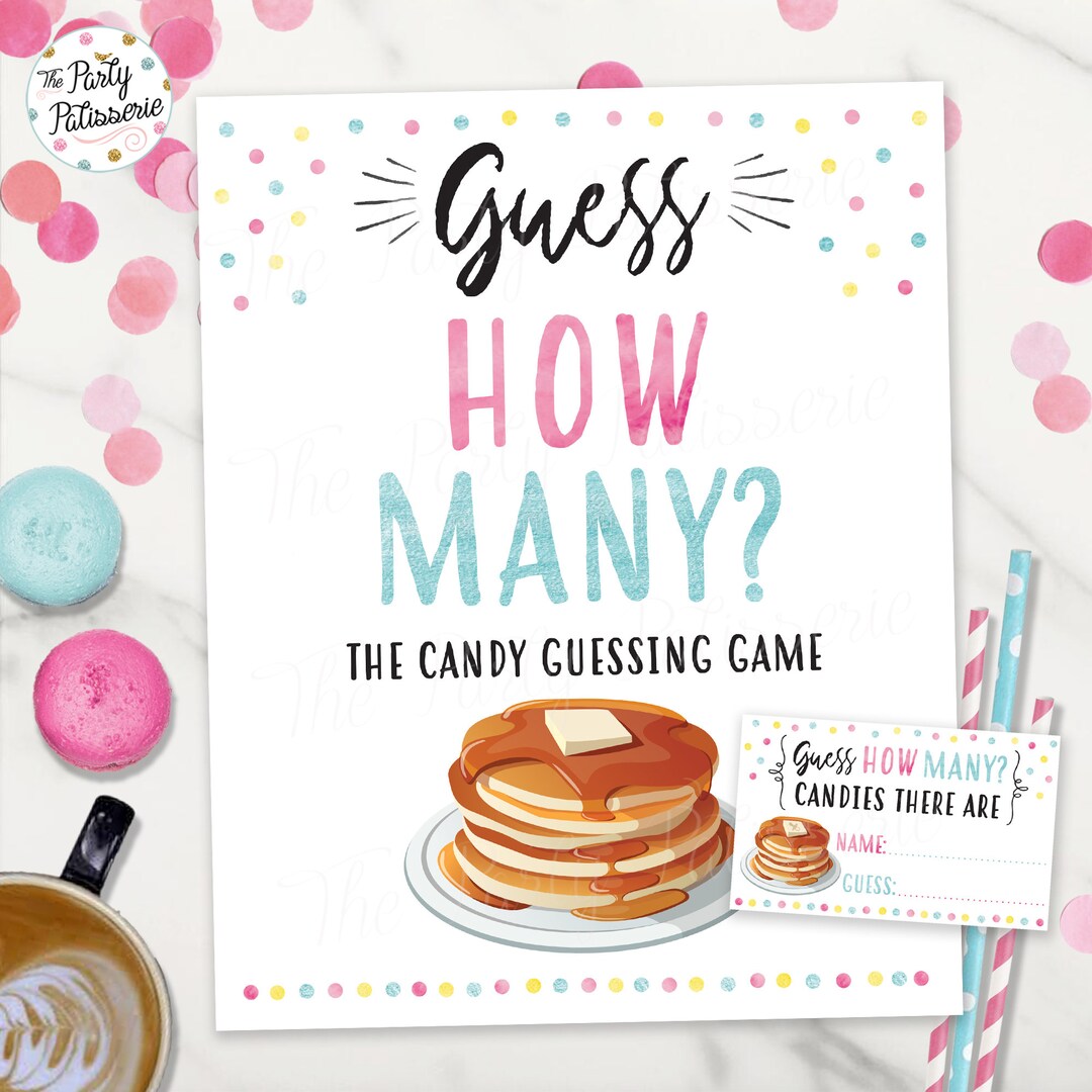 Pancakes and Pajamas Candy Guess Sign and Card, Shower Game, Pancake ...